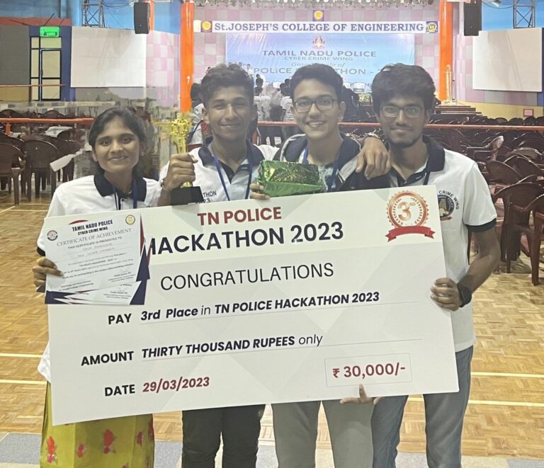 Students Snag Third at Tamil Nadu Police Hackathon with Vehicle Fraud ...